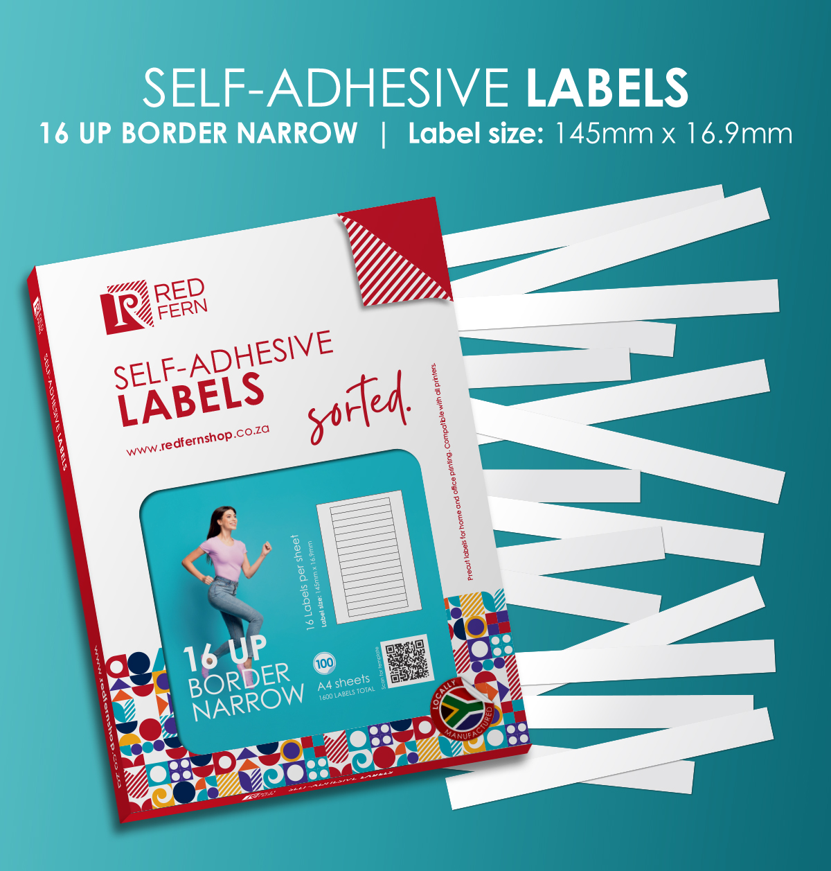 Narrow 16up A4 Self-Adhesive Labels - Redfern | South Africa
