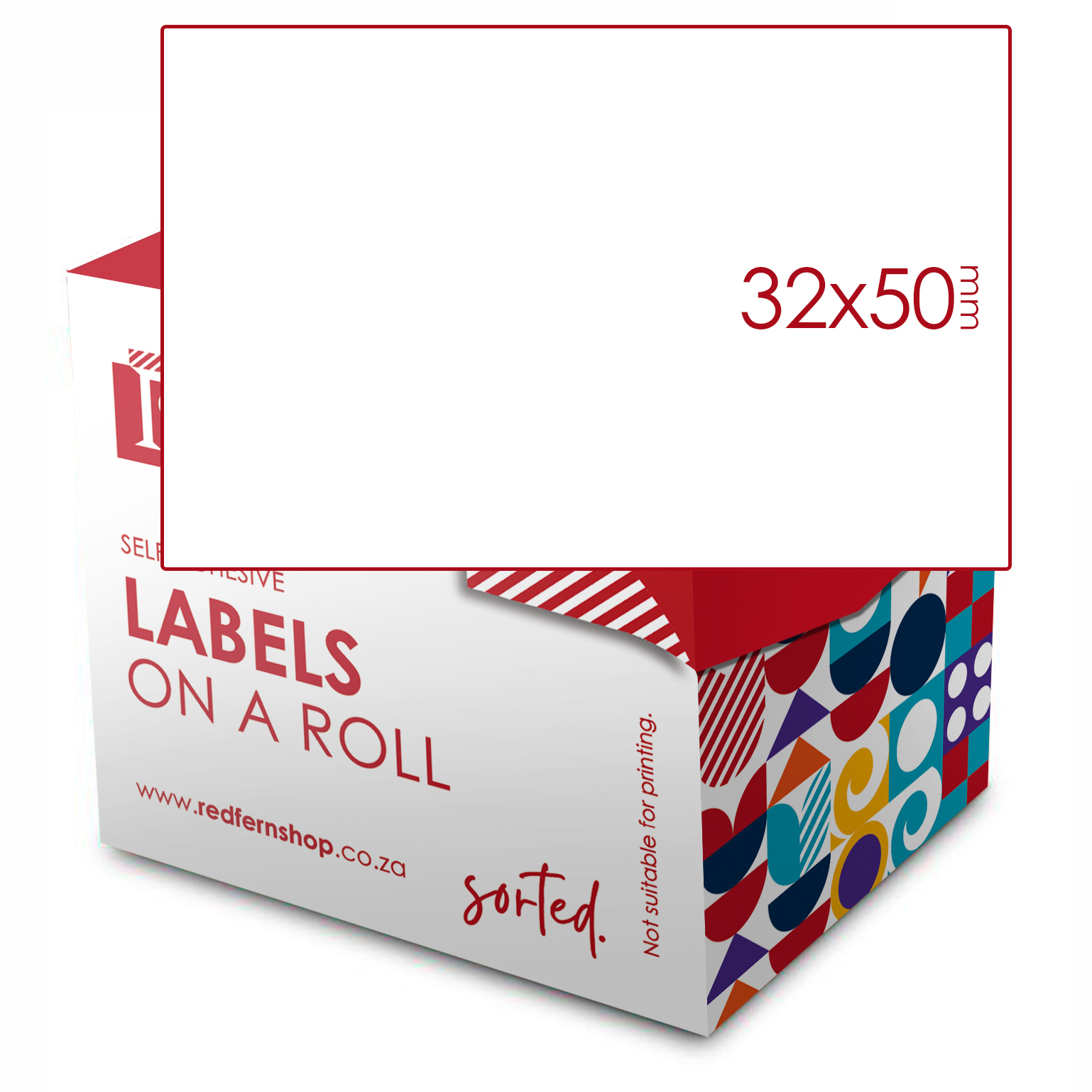 Rectangular White Label Roll 32mm x 50mm - Redfern | South A