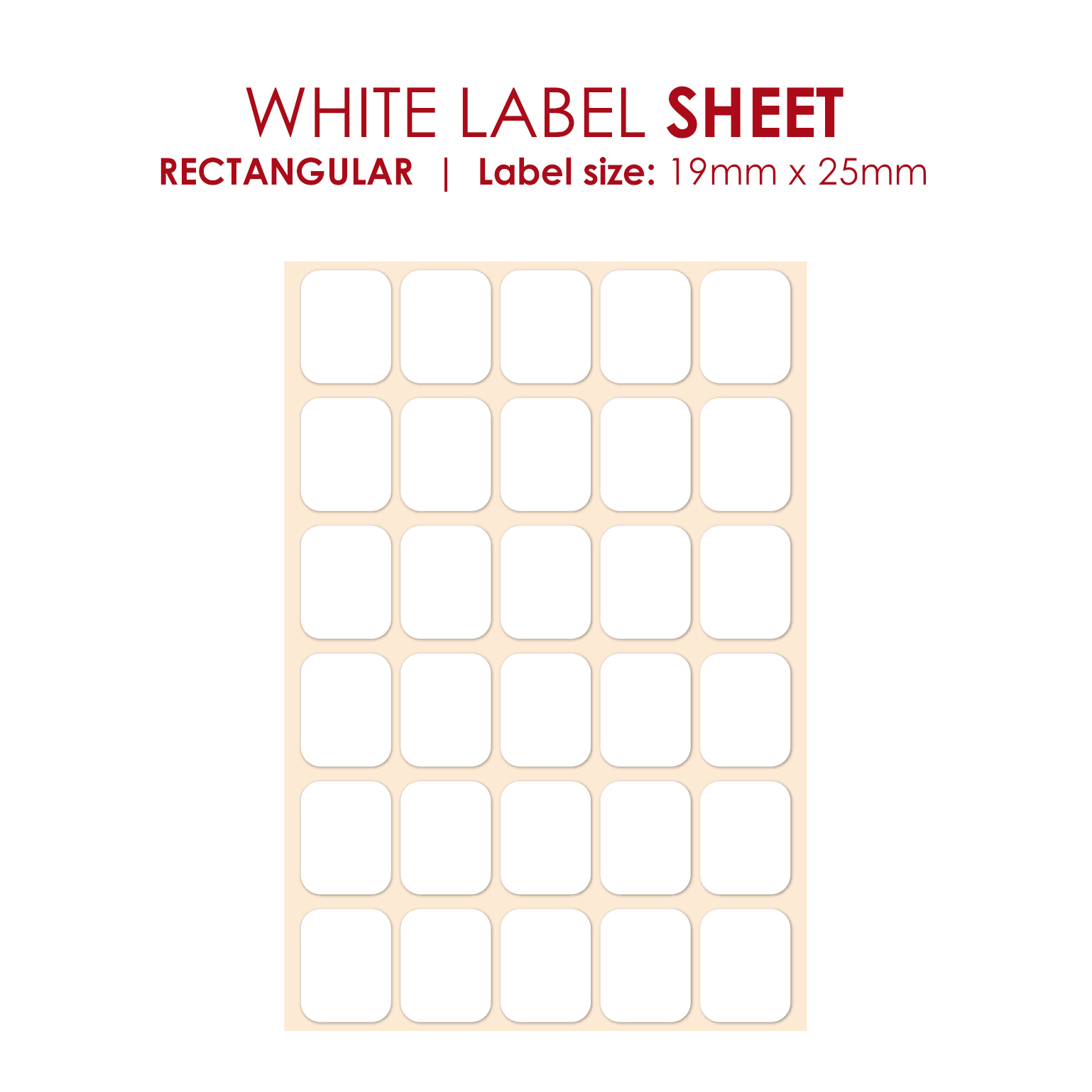 Rectangular White Label Sheet 19mm x 25mm - Redfern | South