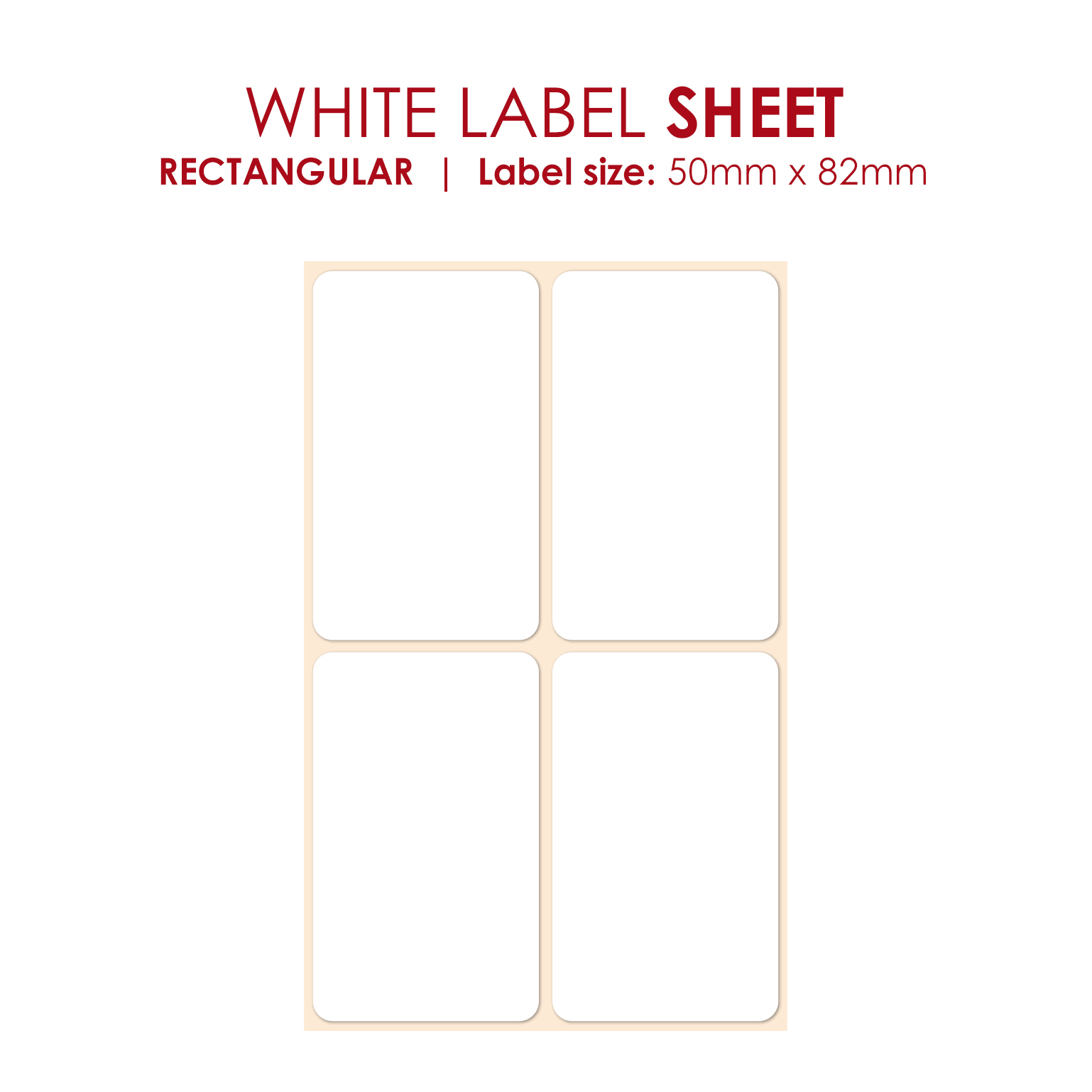 Rectangular White Label Sheet 50mm x 82mm - Redfern | South