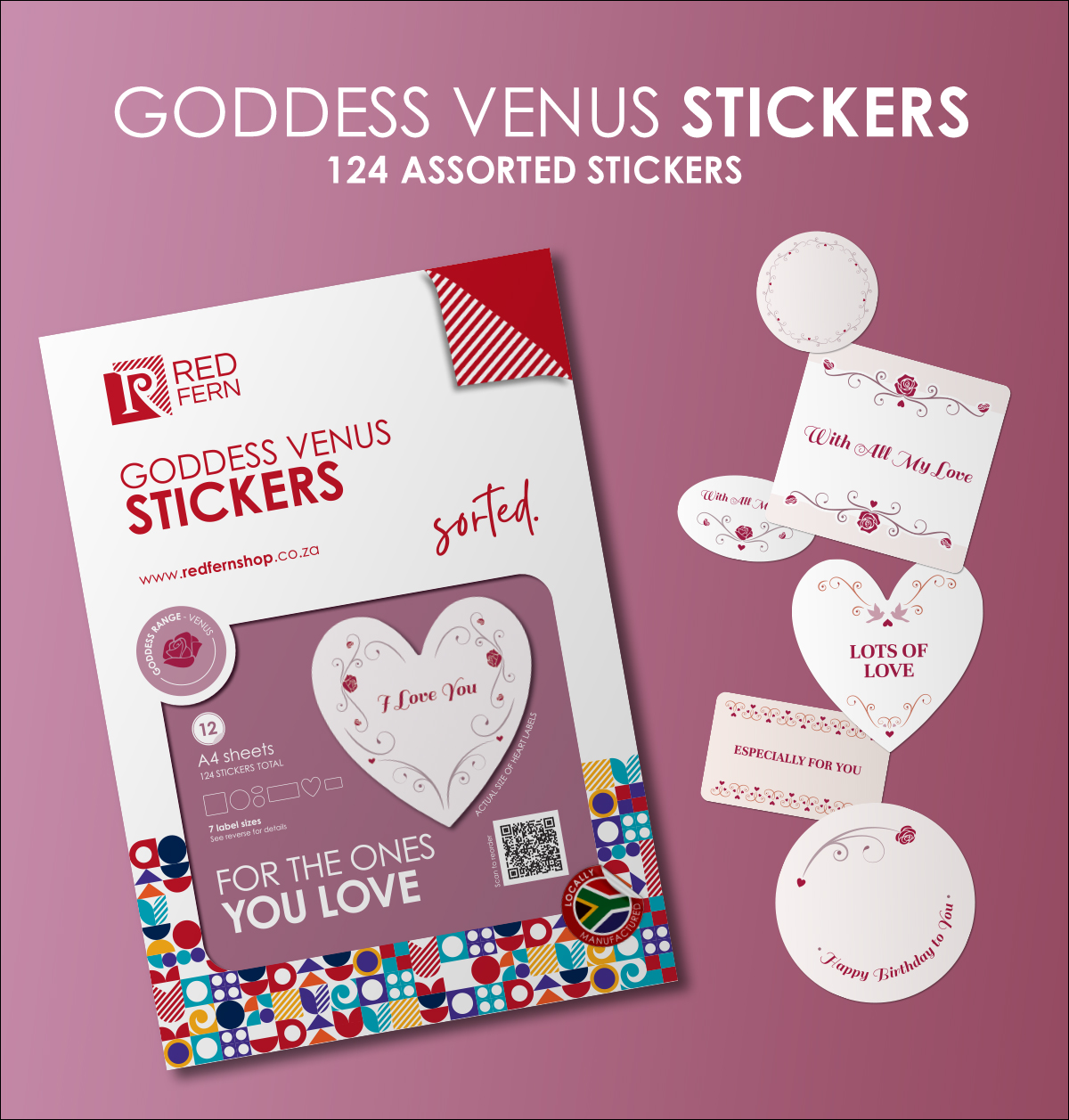 Goddess Gifting Self-Adhesive Label Pack – Venus - Red