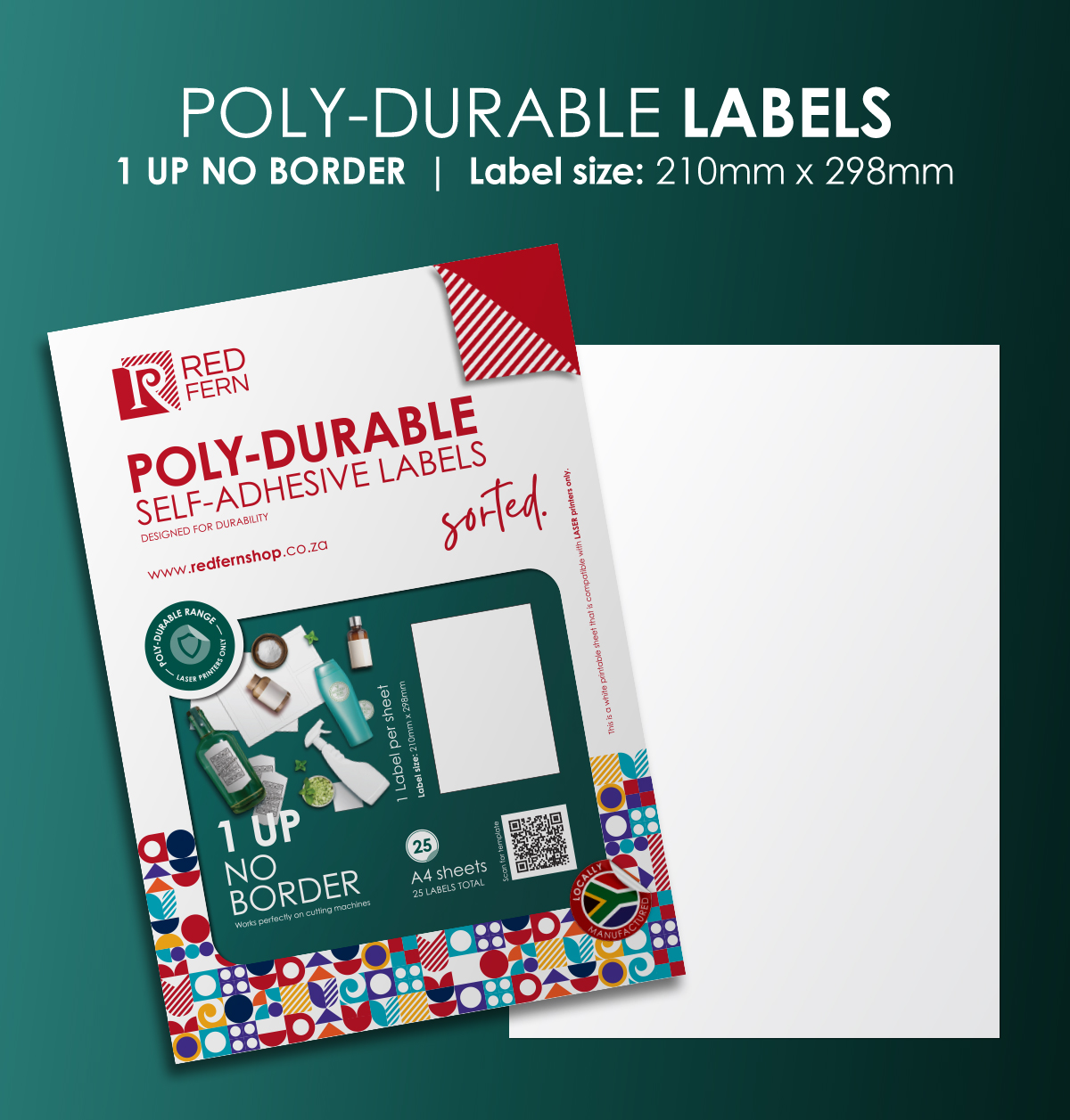 Poly White Durable – 1up A4 Self-Adhesive Laser Labels