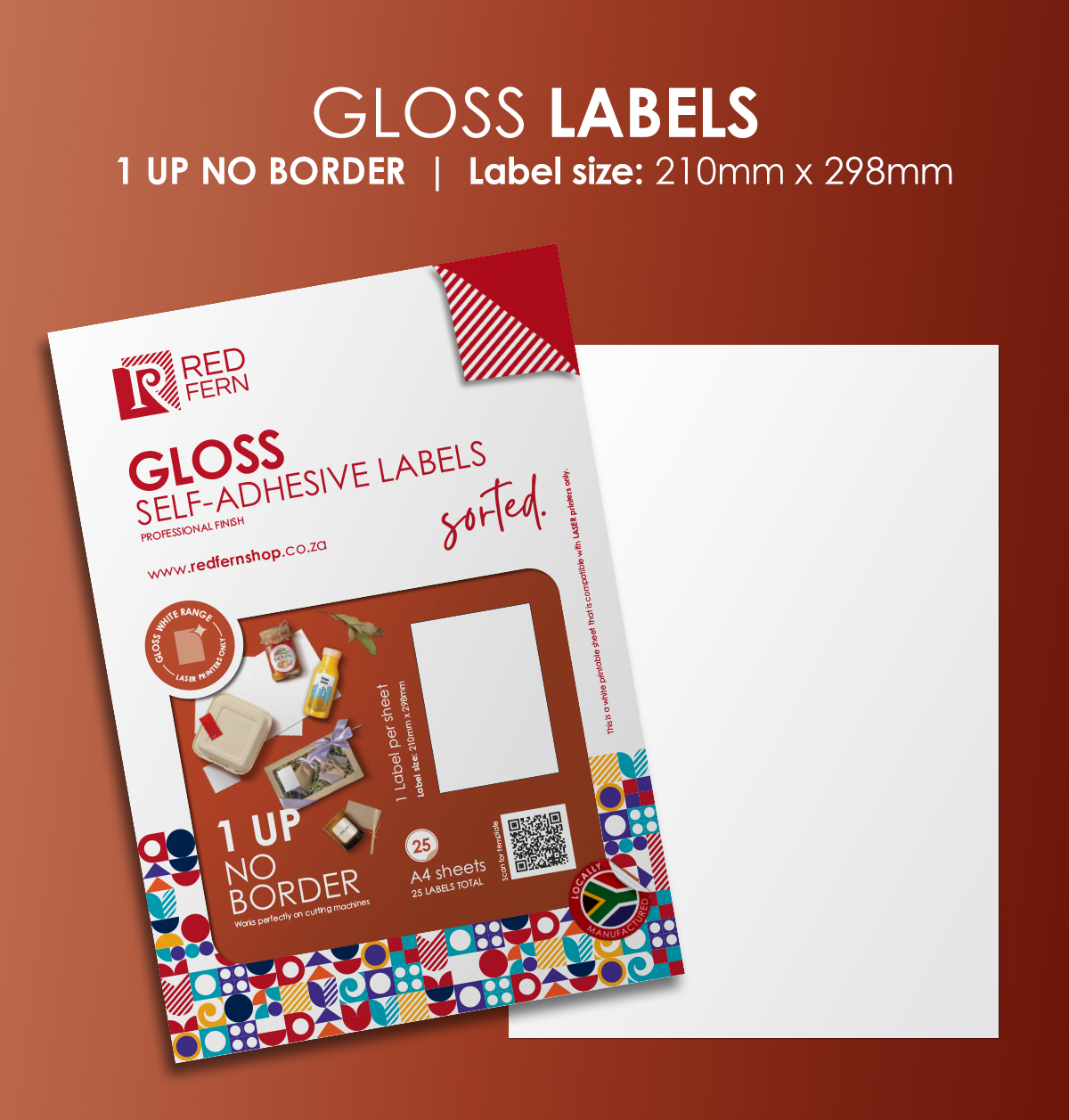 Gloss White – 1up A4 Self-Adhesive Laser Labels - Redfern